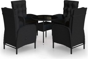5dílný zahradní bistro set polyratan černý 3058552