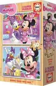 EDUCA Dřevěné puzzle Minnie a Daisy / 2x50 dílků / od 4 let