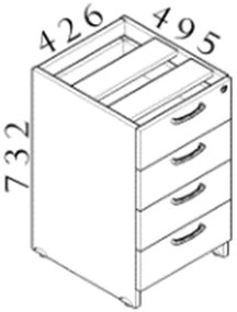 Kontejner Visio 70x47 cm Barva: Buk