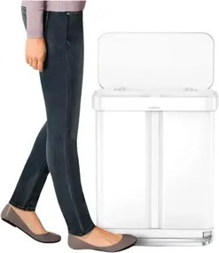 Simplehuman 58 l (34/24) bílá ocel / Pedálový odpadkový koš na tříděný