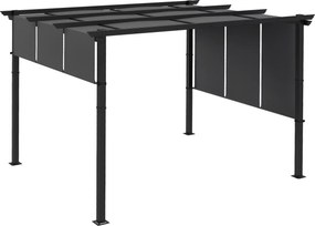 Outsunny Pavilon cca 3,5 x 3 m Pergola, Zastřešení Terasy, Kryt s Boční Stěnou pro Zahradu, Terasu, Tmavě Šedá | Aosom