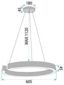 Toolight Toolight, LED stropní osvětlení 60cm, 60W, 3000K, LHJ053-CP1 C, zlatá matná, OSW-50027