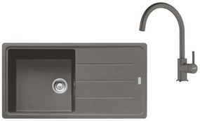 Franke - Kuchyňský set G280ŠK, fragranitový dřez BFG 611 a baterie FC 6018.084, šedý kámen 114.0700.814