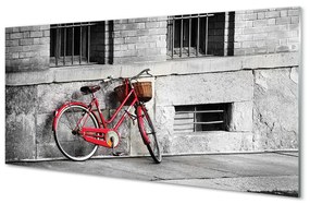 akrylový obraz Červené kolo s košíkem 125x50 cm