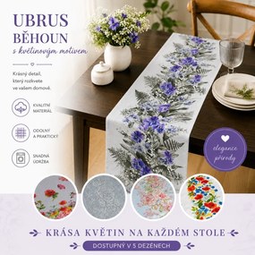 Bellatex Ubrus BĚHOUN Fialová,Šedá 50x180 cm