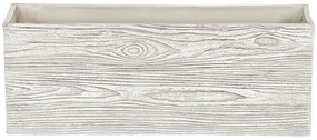 Bílý květináč, imitace dřeva 42 x 13 x 15 cm PAOS Beliani