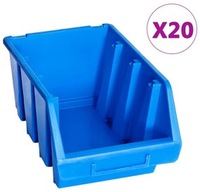 Stohovatelné úložné zásobníky 20 ks modré plast 146285