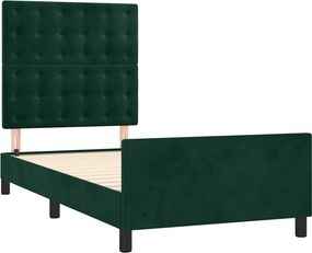 Rám postele bez matrace tmavě zelená 100 x 200 cm samet 3125986
