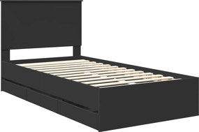 Rám postele se zásuvkou Černá 100 x 200 cm Inženýrské dřevo 3411146