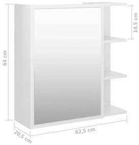 Petromila Zrcadlová skříňka bílá vysoký lesk 62,5x20,5x64 cm dřevotříska