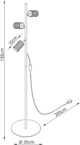 Černá hliníková stojací lampa s ohybatelnou konstrukcí (výška 155 cm) Gleam – Sollux
