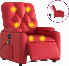 Elektrické masážní polohovací křeslo červené umělá kůže 3204770