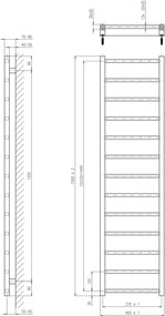 Sapho METRO LIGHT koupelnový radiátor 400 x 1500 mm černá mat IR447TB