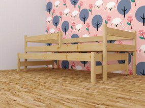 Vomaks Dětská postel s výsuvnou přistýlkou DPV 017 se zábranou Rozměr: 90 x 180 cm, Barva: barva růžová