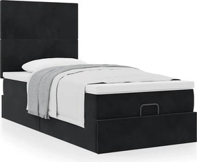 Osmanský rám postele s matracemi černá 100x200cm samet 3313381