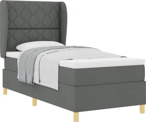 Postel s boxspringem s čelo Tmavě šedá 200 x 90 cm textil 3340796