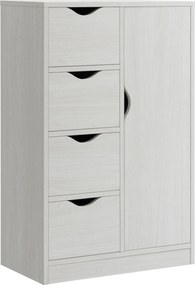HOMCOM Obývací pokoj komoda se 4 šuplíky, 1 dveřmi a vnitřní policí - univerzální úložná skříň do koupelny, ložnice, jídelny 54x29x83 cm Bílá s dřevěn