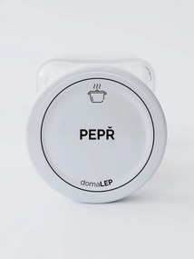 Samolepka na kořenky PEPŘ průhledná 5 cm tučné písmo