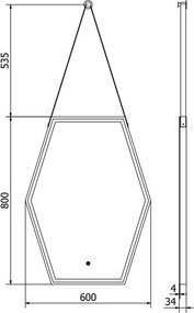 Mexen Orla koupelnové podsvícené zrcadlo 60 x 80 cm, LED 6000K, proti mlze, černý rám - 9815-060-080-611-70