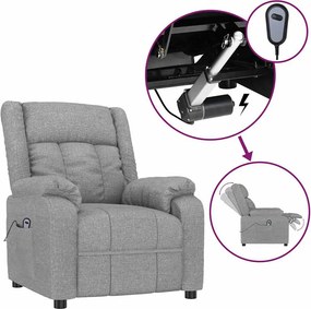 Elektrické polohovací křeslo světle šedé textil 3143567