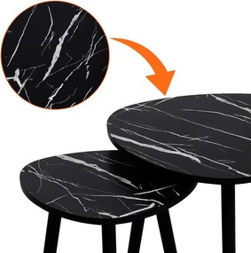 Velaco Set 2 konferenčních stolků TIG-4 54, imitace černého mramoru/černá
