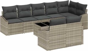 Set pohovek 9 ks Světle šedá polyratan 3346782