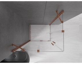 Mexen Velar Duo, sprchový kout s posuvnými dveřmi 90(dveře) x 80(dveře) cm, 8mm čiré sklo, růžové zlato profil, 871-090-080-02-60