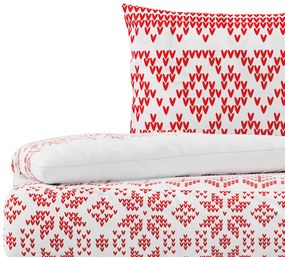 Vánoční flanelové povlečení ve skandinávském stylu v bílo-červené barvě Snuggy ENVIKEN