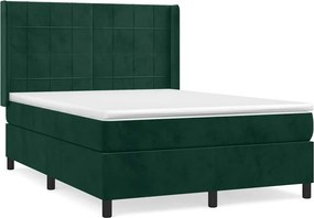 Box spring postel s matrací tmavě zelená 140x200 cm samet 3132684