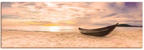 Obraz na plátně - Člun na pláži - panoráma 551FA (105x35 cm)