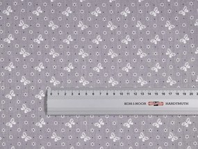Biante Bavlněný čtvercový ubrus Sandra SA-010 Motýlci na šedém 120x120 cm