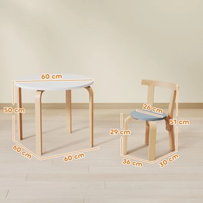 AIYAPLAY 5dílná dětská sada stolu a židlí, lehké masivní dřevo, barevná