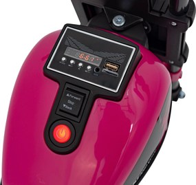 Ramiz Elektrická motorka Chopper FASTER pro děti růžová + FM rádio + audio panel + LED