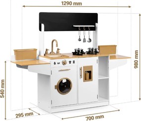 Dětská dřevěná kuchyňka s tabulí | bílá