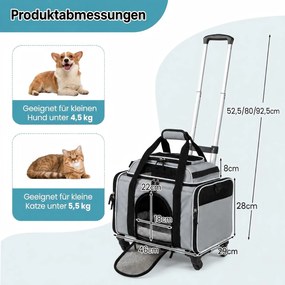 Costway Skládací přepravní box pro domácí mazlíčky s kolečky, síťovanými okny
