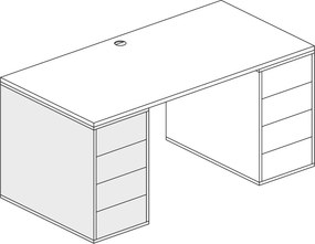 Kancelářský přístavný kontejner BLOCK, 400 x 800 x 710 mm, 4 zásuvky, dub přírodní