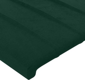 Čelo postele s LED tmavě zelené 203 x 16 x 118/128 cm samet 3124355