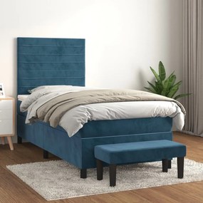 Box spring postel s matrací tmavě modrá 80 x 200 cm samet 3137873