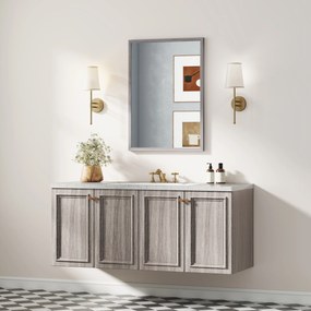 HOMCOM zrcadlo na stěnu 50 × 70 cm – obdélníkové dekorativní závěsné zrcadlo do ložnice, koupelny, obýváku a předsíně, šedý rám