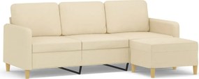 3místná pohovka s podnožkou krémová 180 cm textil 3201194