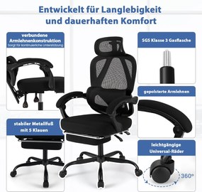 Costway Kancelářské křeslo ergonomické se zasouvací opěrkou nohou psací židle