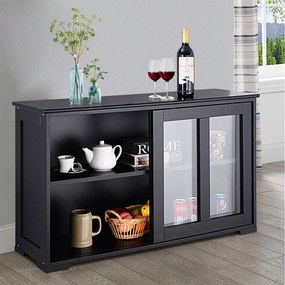 Costway Příborník s posuvnými dvířky 106,5 cm, černý