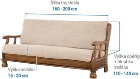 Super strečové potahy NIAGARA smetanová trojkřeslo s dřevěnými rukojeťmi (š. 160 - 200 cm)