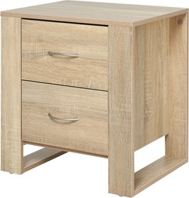 Noční stolek HOMCOM se zásuvkami a moderním stylem pro ložnici a obývací pokoj 48x39x54 cm Přirozený | Aosom