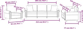vidaXL 3dílná sedací souprava s polštáři samet [3202191] Barva: krémová