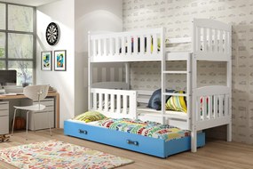 BMS Group Dětská patrová postel s přistýlkou KUBUS bílá Velikost postele: 200x90 cm, Barva šuplíku: Grafit