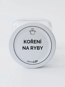 Samolepka na kořenky KOŘENÍ NA RYBY průhledná 5 cm tučné písmo
