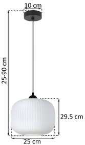 Závěsné svítidlo Riffle 3, 1x bílé skleněné stínítko, b