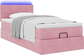 Osmanský rám postele s matrací růžová 90x200cm samet 3312601