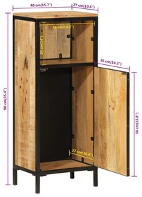 Koupelnová skříňka 40x27x90 cm masivní mangovník a železo,  358571